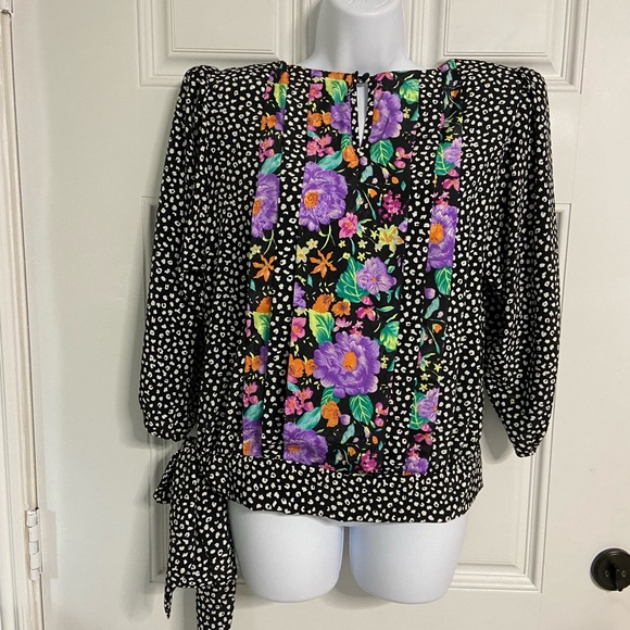 Susan Tudor | Tops | Susan Tudor Black Floral Vintage Blouse | Poshmark